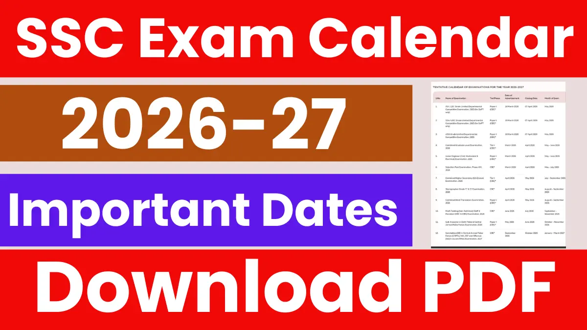 SSC Exam Calendar 2026-27: Check Details for Various Posts - Haryana Jobs