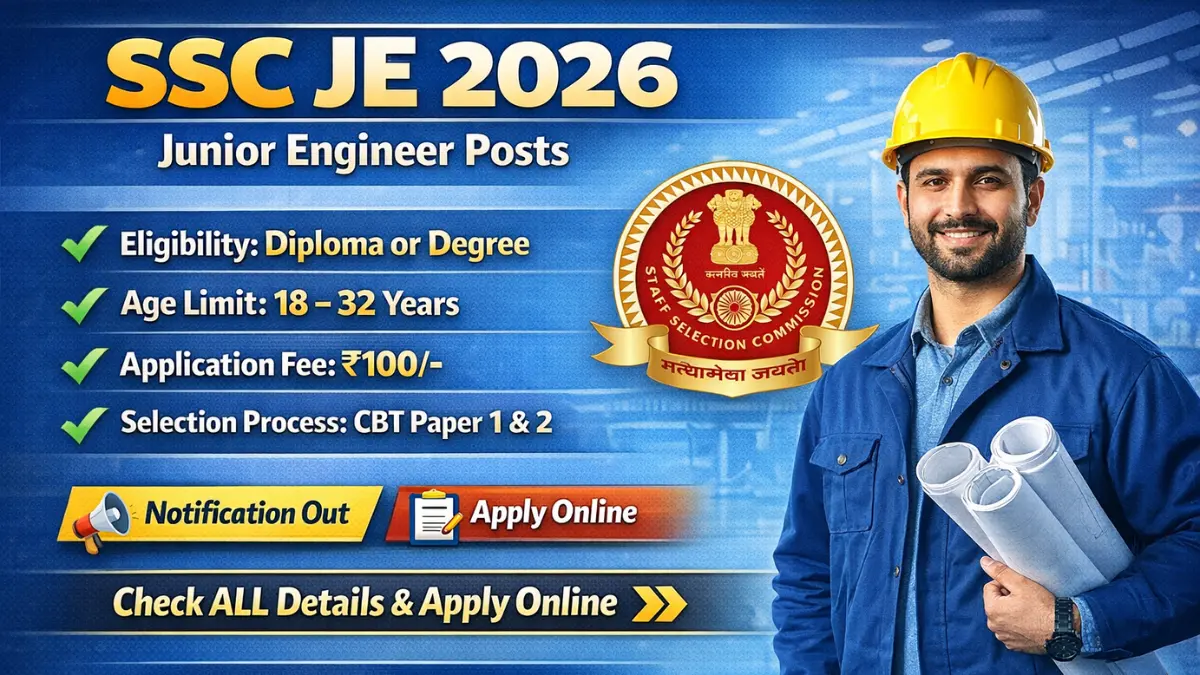 SSC JE 2026: Notification, Apply Link, All Update Here - Haryana Jobs